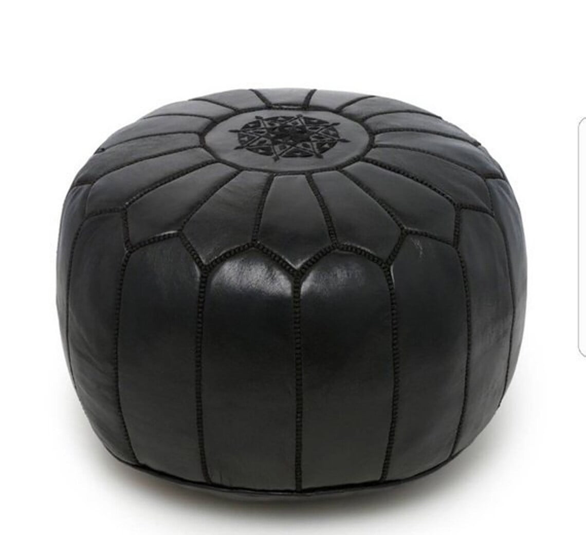 Living Room Furniture genuine leather pouf Light Yellow Moroccan pouf ...