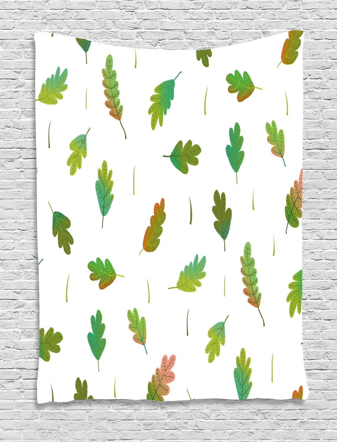 Fall Leaves Tapestry, Randomly Arranged Leaf Pattern Foliage Dry ...