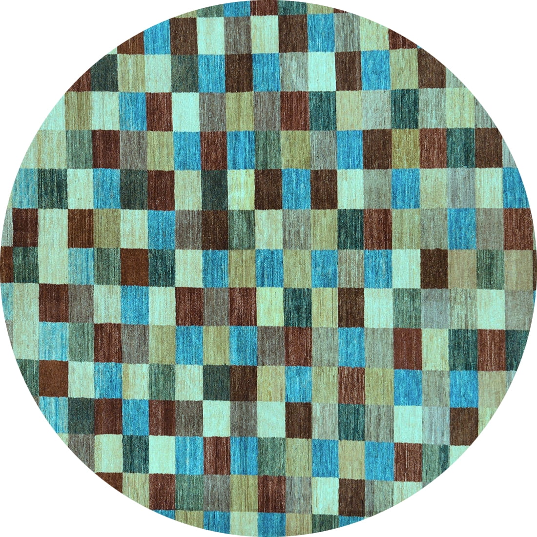 Ahgly Company Indoor Round Checkered Light Blue Modern Area Rugs, 5 ...