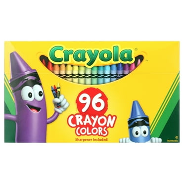 Crayola 96-Count Large Crayons Set, Assorted Colors with Built-in Sharpener, Non-Toxic, Made in ...