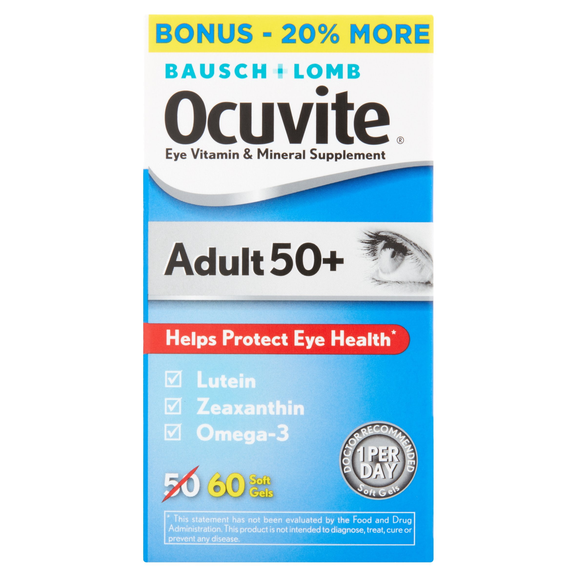Bausch + Lomb Ocuvite Soft Gels Adult 50+, 60 count - Walmart.com