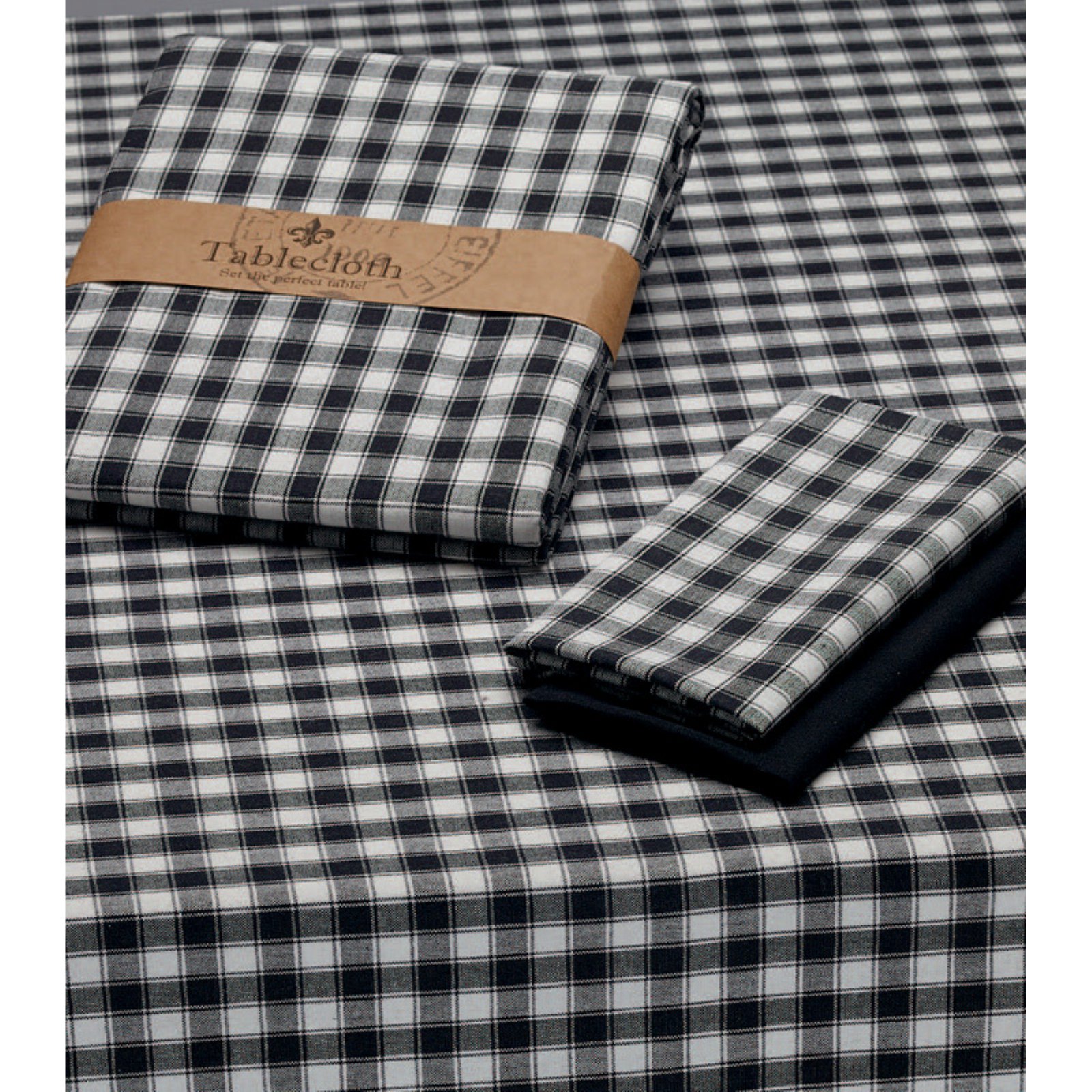 DII French Check Kitchen Tablecloth, 52"x52", 100% Cotton, Multiple ...