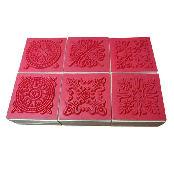 6 Pieces Wooden Stamp Wooden Pattern Stamp Craft for Card Making Lace ...