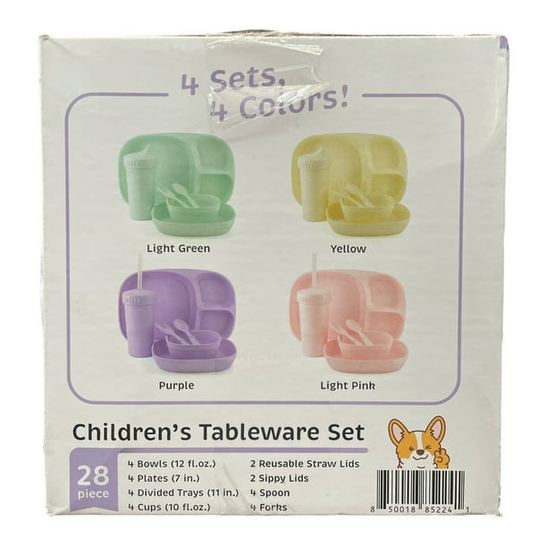 MightyMoe Children's Tableware Set, 28 Piece, Pastel Color Combo ...
