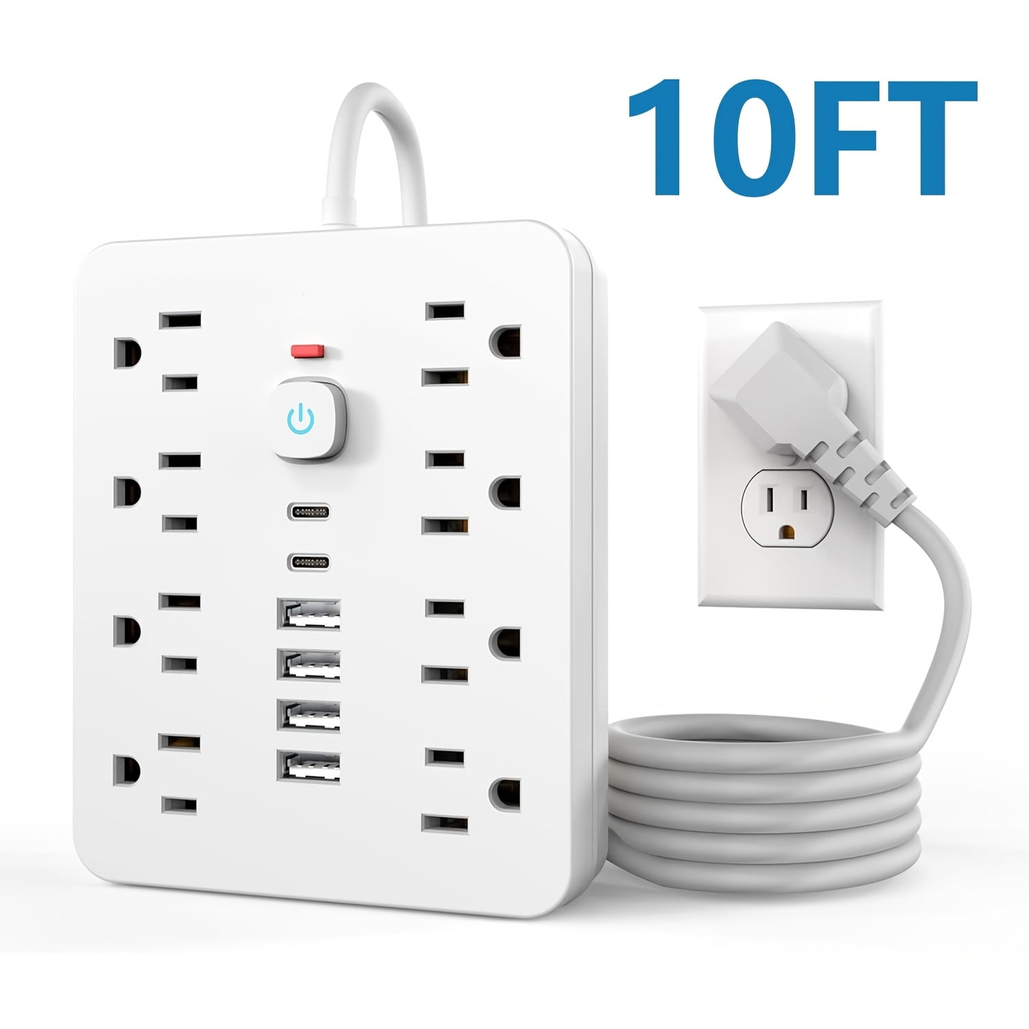 Click here for Unbranded 10ft Flat Plug Power Strip With 8 Ac Out... prices
