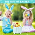 Ayieyill Canvas-Made Easter Bunny Basket for Kids, Striped Blue Rabbit ...