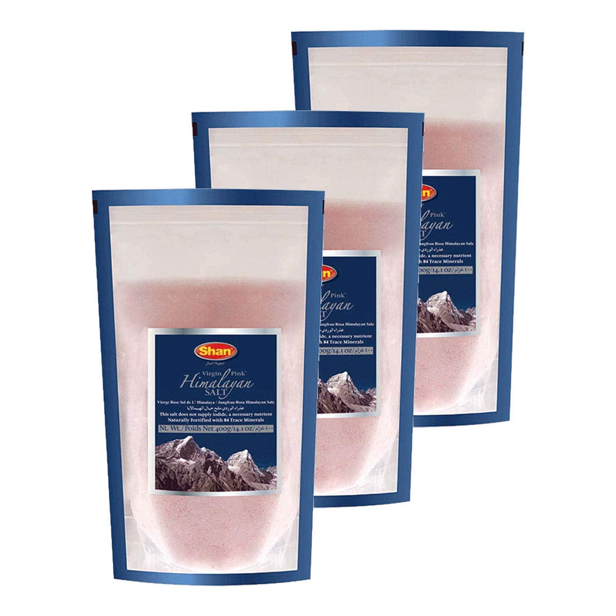 Shan - Himalayan Pink Salt Fine Grain (400g) (Pack of 3) - Walmart.com