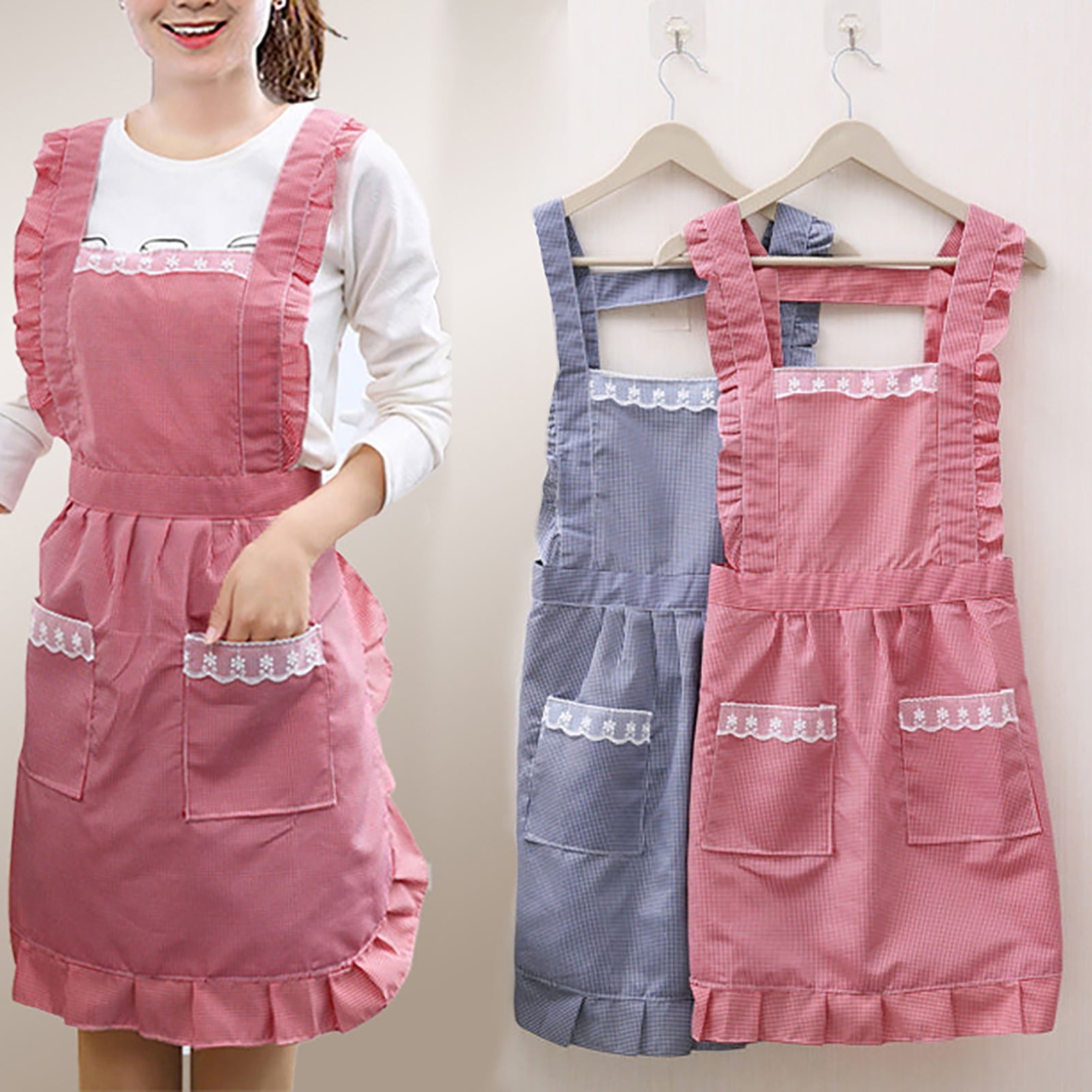 opvise Cooking Apron Sleeveless Shoulder Strap Double Layer Anti-oil ...