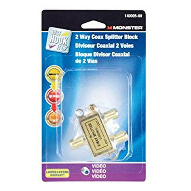 Monster Just Hook It Up 2 Way Coax Splitter 75 ohm 900 MHz 1 pk ...