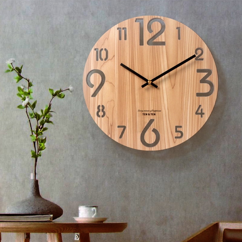 Click here for Lingxian 14 Inch Living Room Circular Wooden Clock... prices
