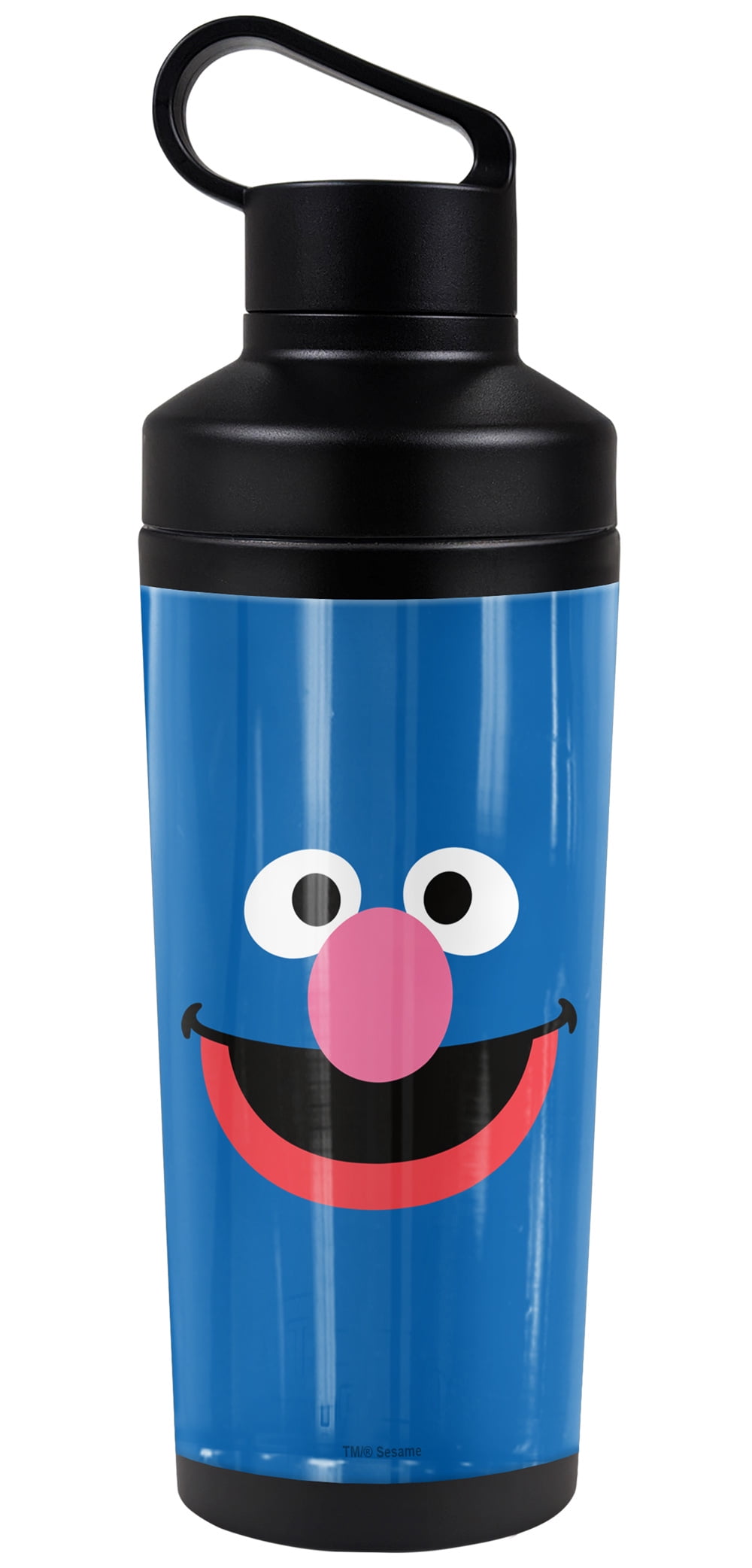 Sesame Street Official Grover Face 18 oz Insulated Water Bottle, Leak ...