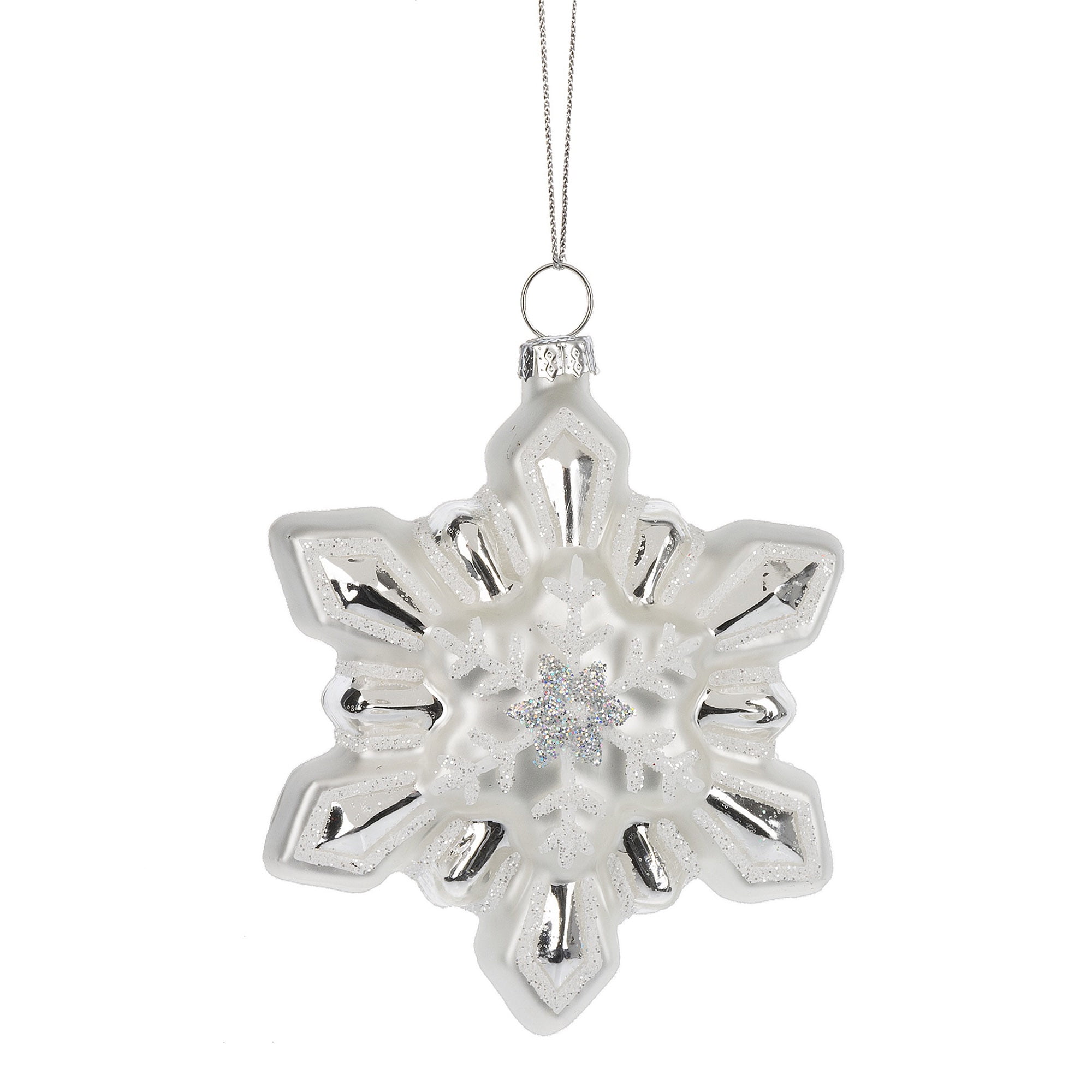 Crystalline Clear Silvertone Snowflake 3 inch Glass Decorative ...