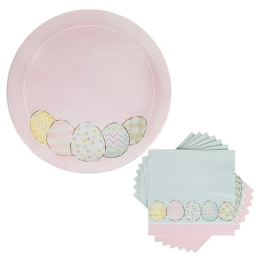 10Pack Easter Paper Plates 9", Happy Easter Eggs Round Disposable ...