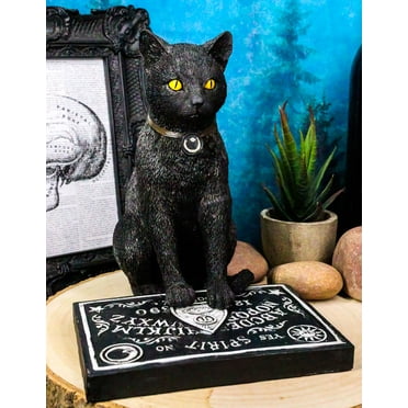 Witching Hour Black Feline Mystical Cat Sitting On Skull Wicca Macabre ...