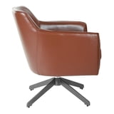 Faux Leather Guest Chair in Saddle Brown Faux Leather with Black Base ...