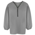Dihao T Shirt Tops For Women Clearance Plus Size Womens V Neck Lantern Sleeve Blouse Zipper