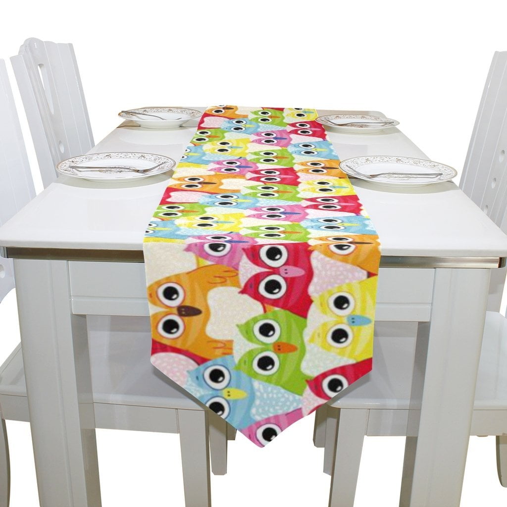 POPCreation Cartoon Owl Table Runner 13x90 Inches Mutilcolor Table Top ...