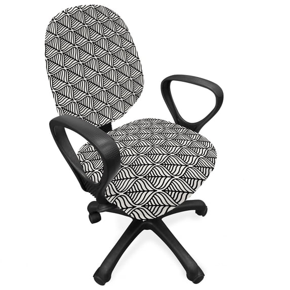 Abstract Office Chair Slipcover, Slanted Art Deco Inspired Pattern of ...