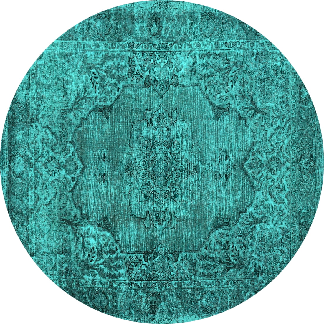 Ahgly Company Indoor Round Abstract Turquoise Blue Contemporary Area ...