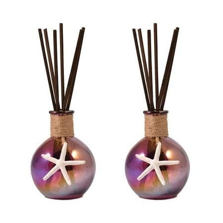 Decorative Round Purple Reed Diffuser with White Starfish Set of 2 made ...