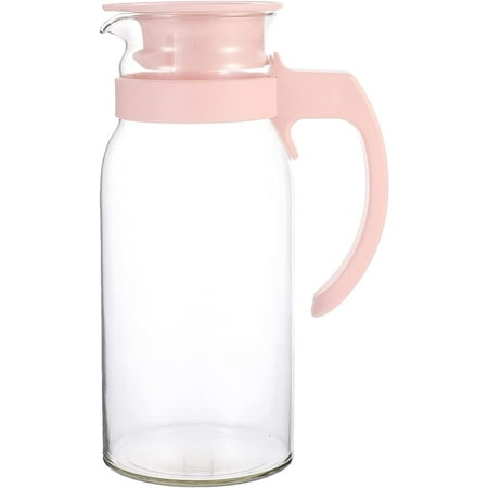 Heat Resistant Glass Pitcher with Plastic Lid, Water Carafe with Handle ...