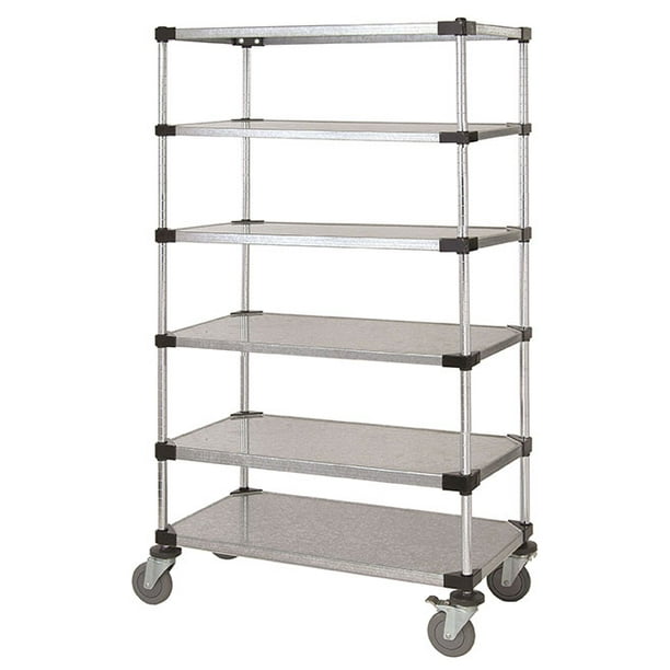18" Deep x 72" Wide x 80" High 6 Tier Solid Galvanized Mobile Shelving ...