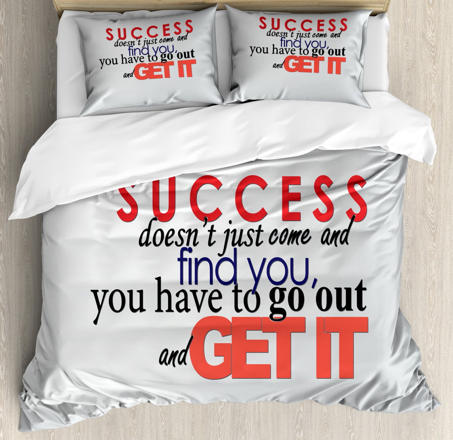 Motivational Duvet Cover Set Queen Size, Modern Phrase About ...