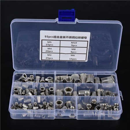 93pcs Threaded Insert 1 Box M3, M4, M5, Threaded Insert Steel Rivnut ...