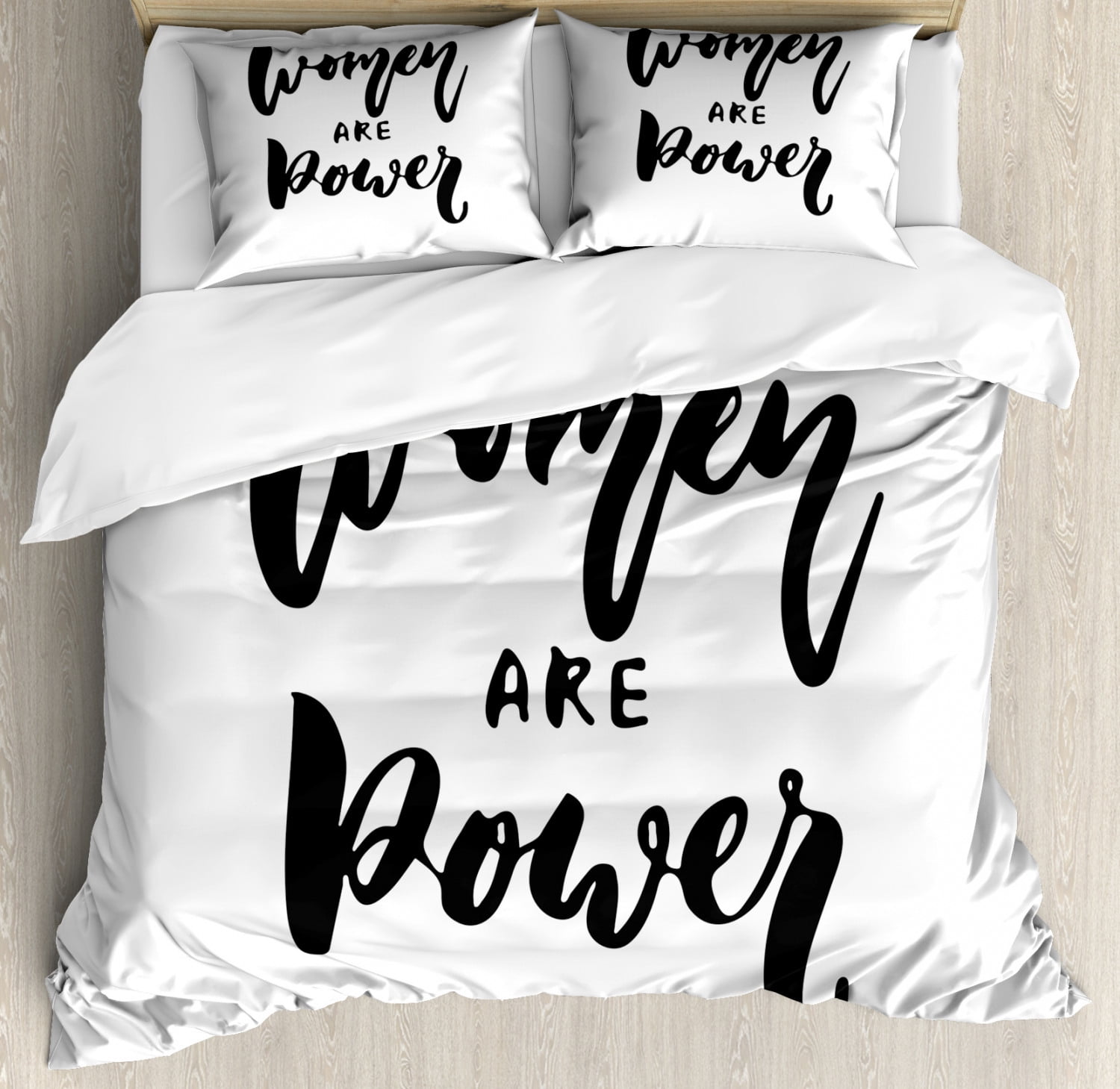 Girl Slogan Duvet Cover Set Queen Size, Women Are Power Funky Text on ...
