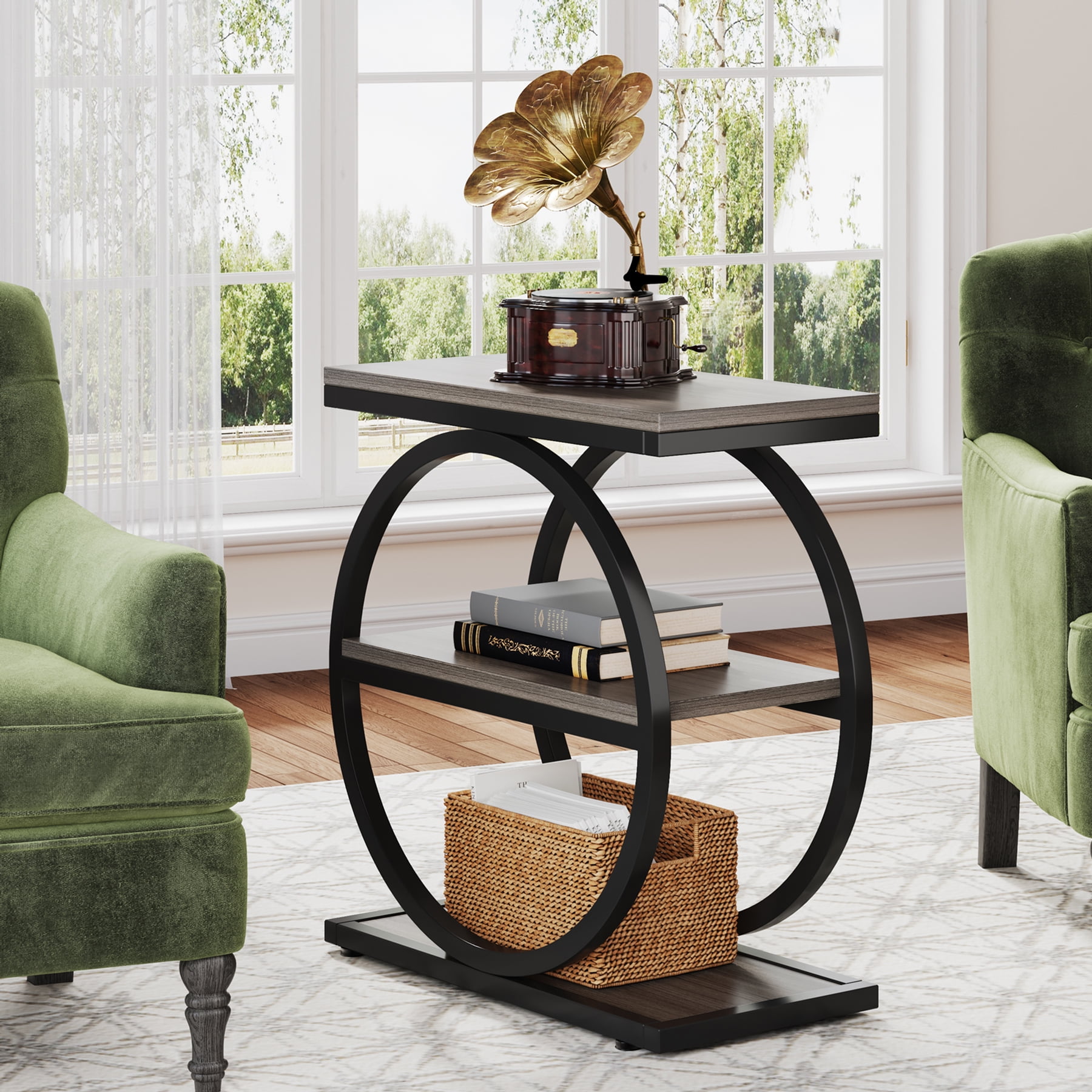 Click here for Tribesigns Narrow End Table With 3 Storage Shelves... prices