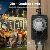 HBN Outdoor Timer, 24 Hour Mechanical Plug, Waterproof, 2 Grounded ...