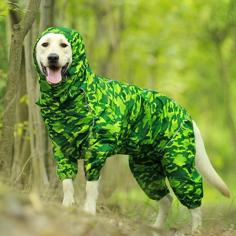 Pet Dog Raincoat Reflective Waterproof Zipper Clothes High Neck Hooded ...