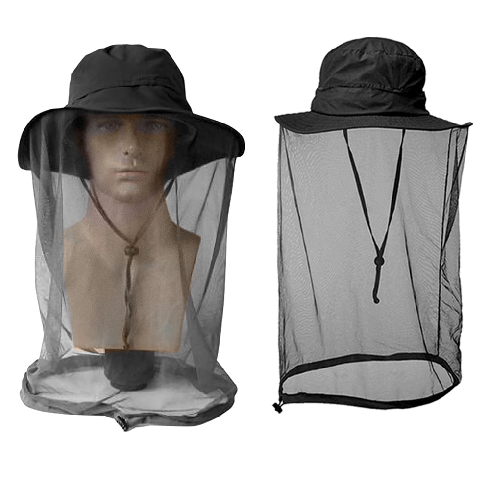 HOMEYA Mosquito Mesh Sun Hat with Head Net Outdoor Wide Brim, Bee Bug ...