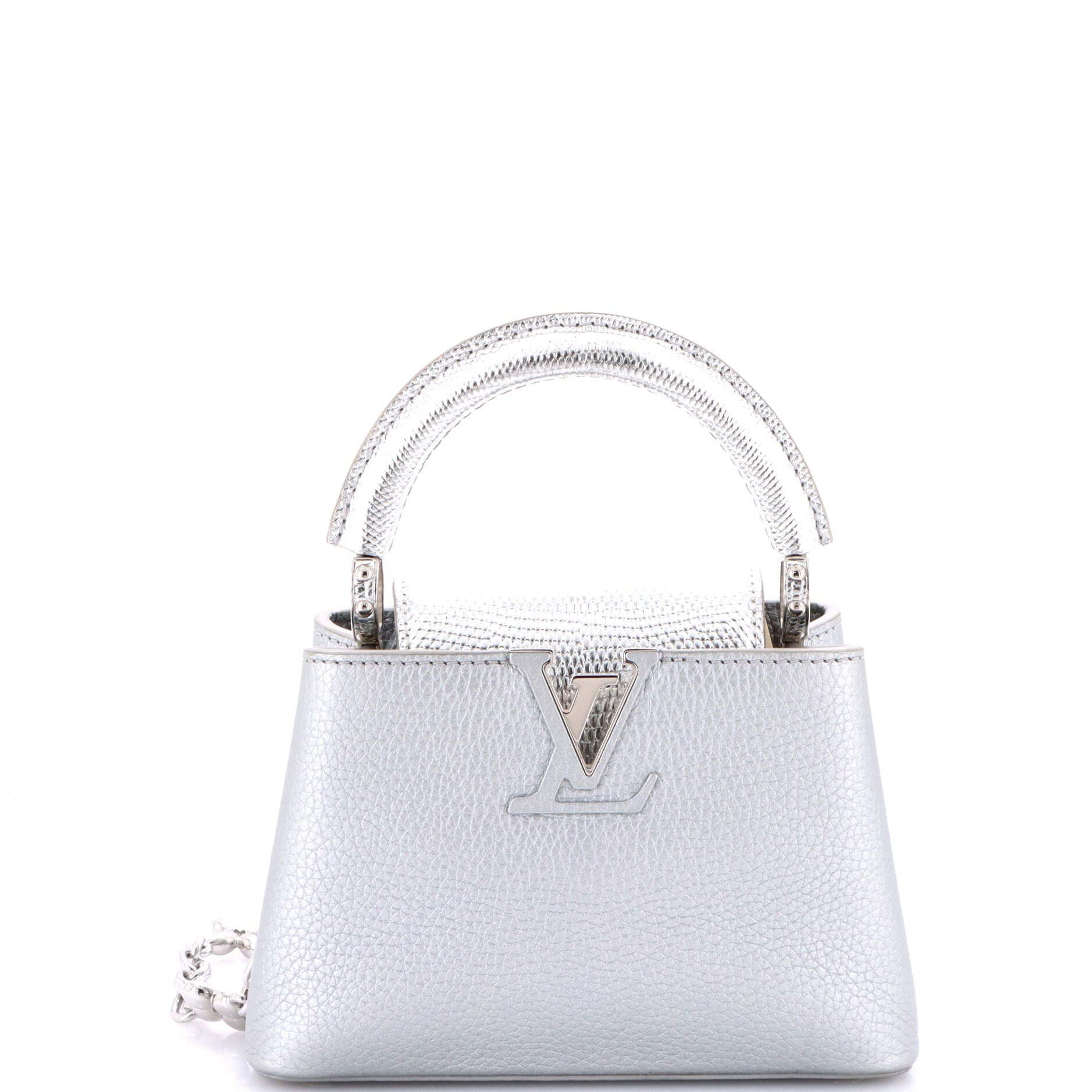 Pre-Owned Flower Chain Capucines Bag Leather with Lizard Mini By Rebag ...