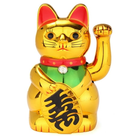 8.28in x 4.45in x 4.45in Beckoning Lucky Gold Cats Figure with Waving ...