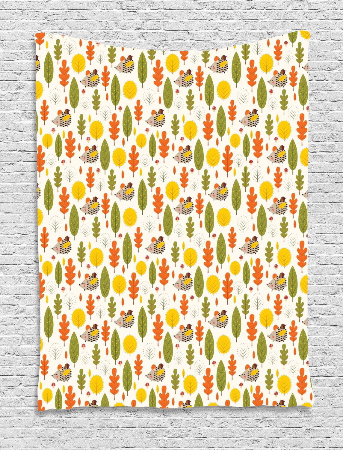 Autumn Tapestry, Autumn Forest Theme with Sleeping Baby Hedgehogs and ...