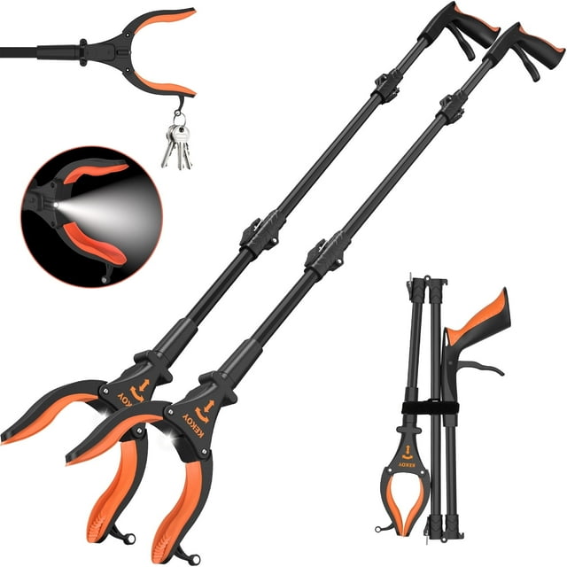 KEKOY 2-Pack Folding Reacher Grabber Tool with Light, Eligible 32 inch ...