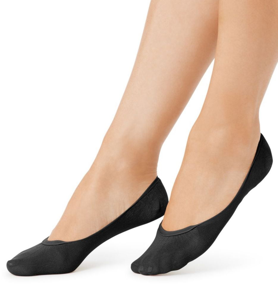 Women's Hanes HST002 X-Low Cotton Foot Covers - 2 Pack (Black S/M ...