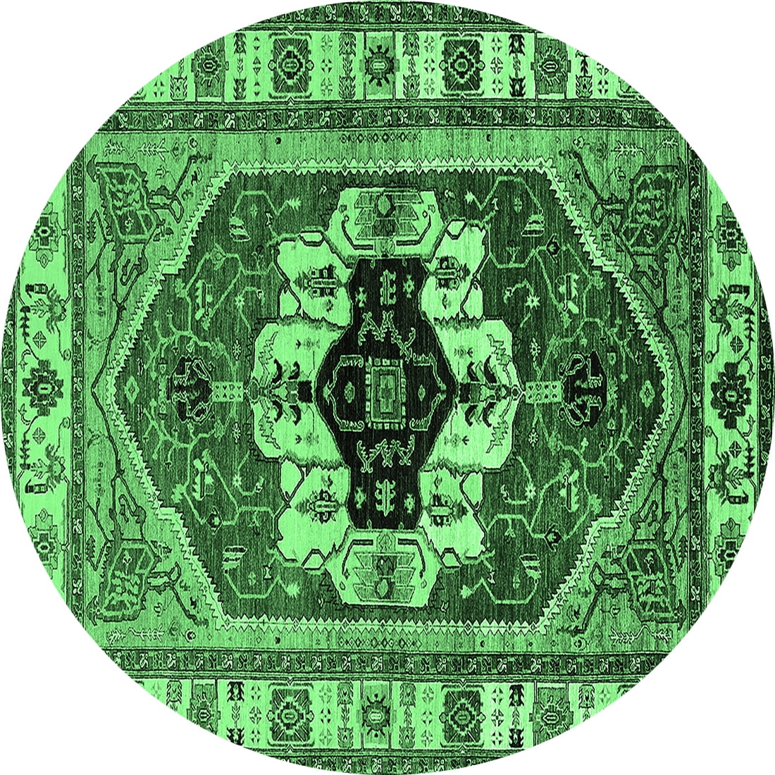 Ahgly Company Indoor Round Persian Emerald Green Traditional Area Rugs ...