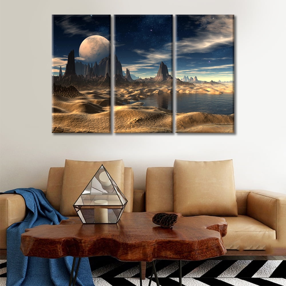 TISHIRON 3PCS Framed Canvas Wall Art Set,36"x24" Antara Alien Planet ...