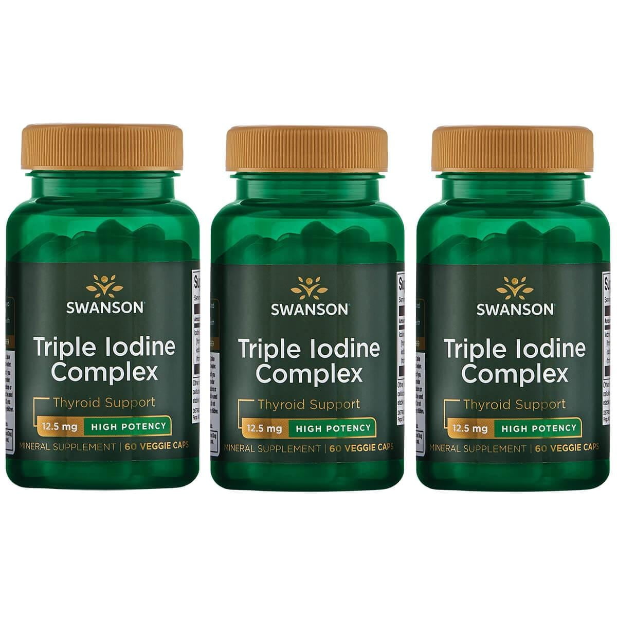 Swanson Triple Iodine Complex - High Potency 12.5 mg 60 Veg Caps 3 Pack ...