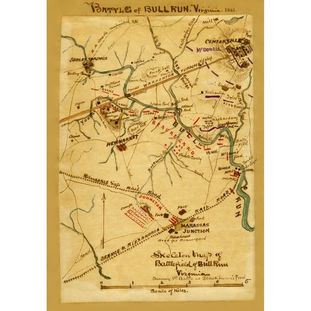 Battlefield of Bull Run Virginia : showing 1st battle at Blackburn's ...