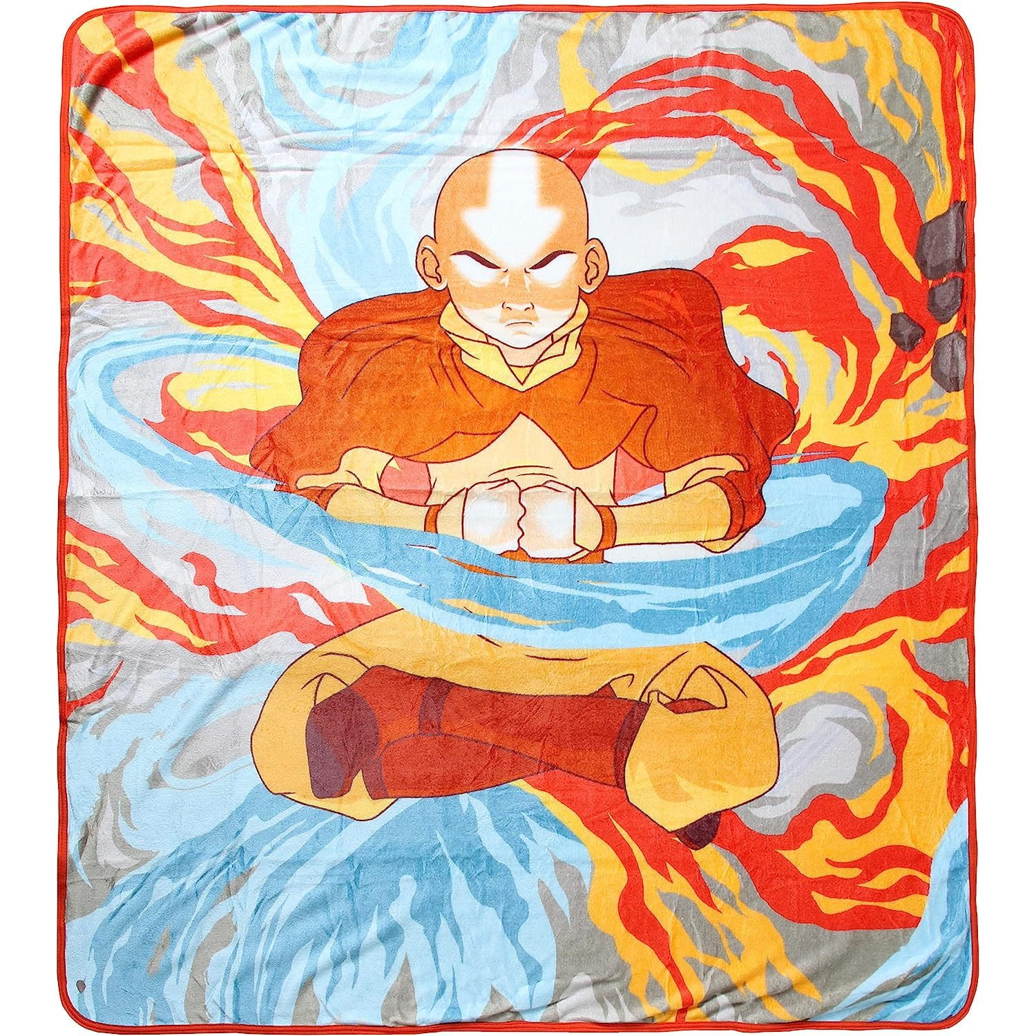 Avatar The Last Airbender Aang Fire and Water Silk Touch Throw Blanket ...