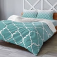 4 Piece Duvet Cover Set Queen, Cyan Gradient Morocco Pattern Soft ...