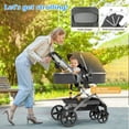 babyeap 2 in 1 Baby Stroller, Lightweight Foldable Reversible Bassinet ...