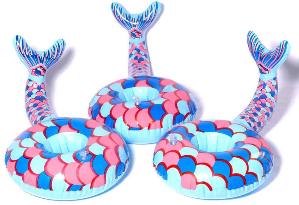 3 Pack Mermaid Fin Inflatable Pool Drink Beverage Soda Beer Can Cup ...