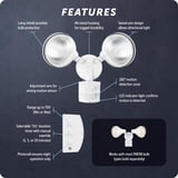 Globe Electric 180-Degree 240 W Twin Head White Hardwired Motion Sensor ...