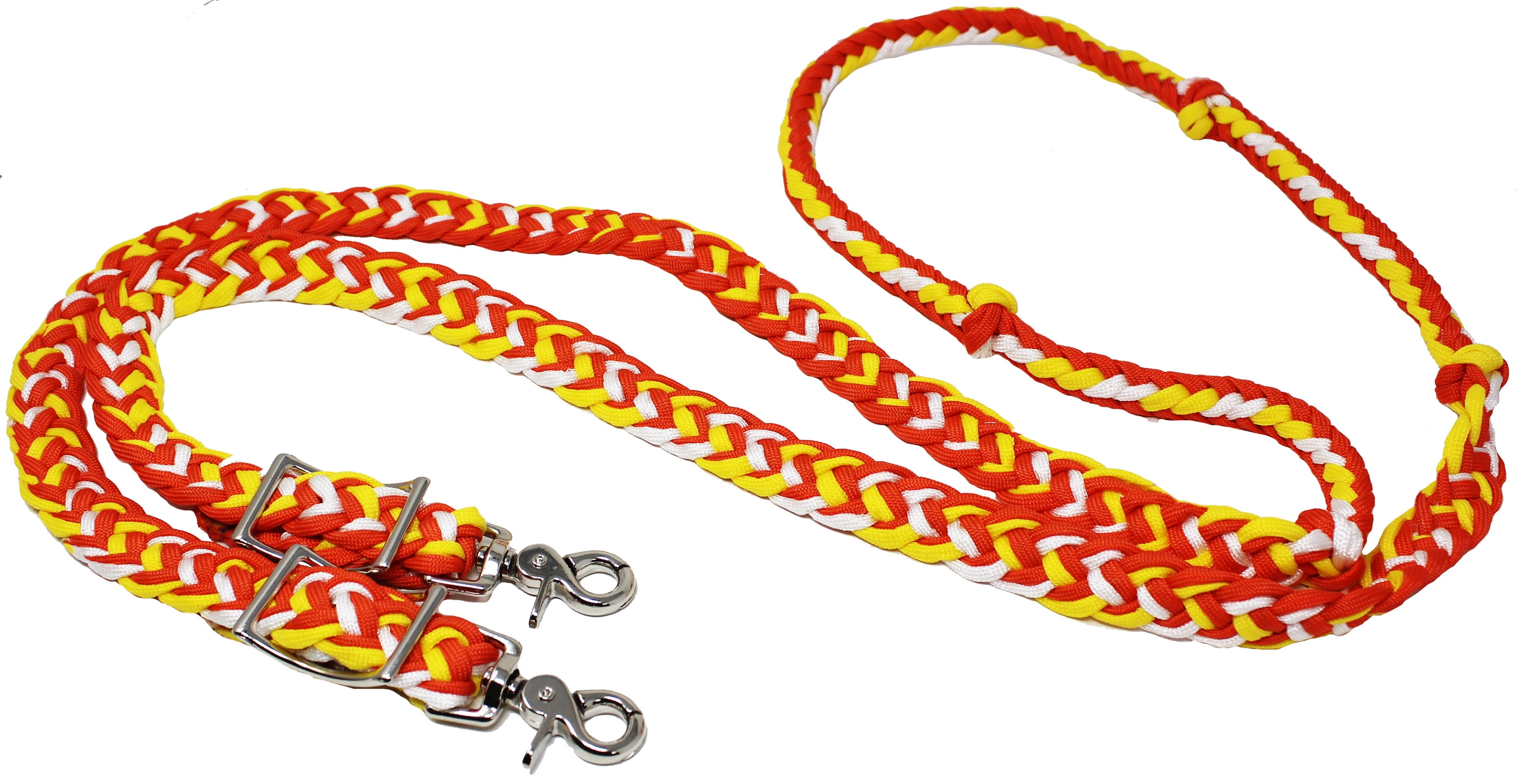 Horse Nylon Braided Knotted Roping Barrel Reins Orange Yellow White ...