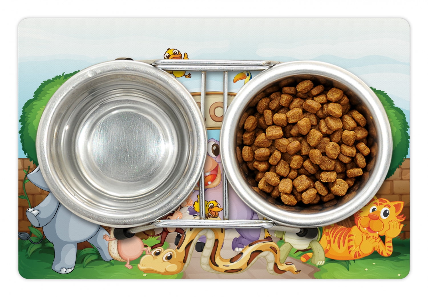 Zoo Pet Mat for Food and Water, Zoo and the Animals in Nature Welcoming ...