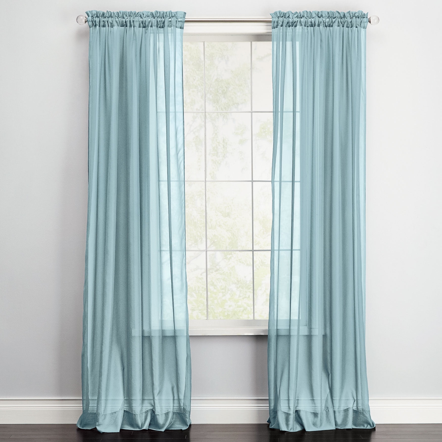Brylanehome Sheer Voile Rod-Pocket Panel Pair - 120Iw 84I L, Seaglass ...